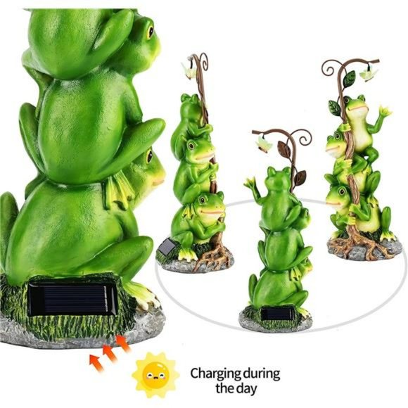 Accents | Frog Garden Decor Outdoor Resin Solar Frogs Butterfly Statues ...